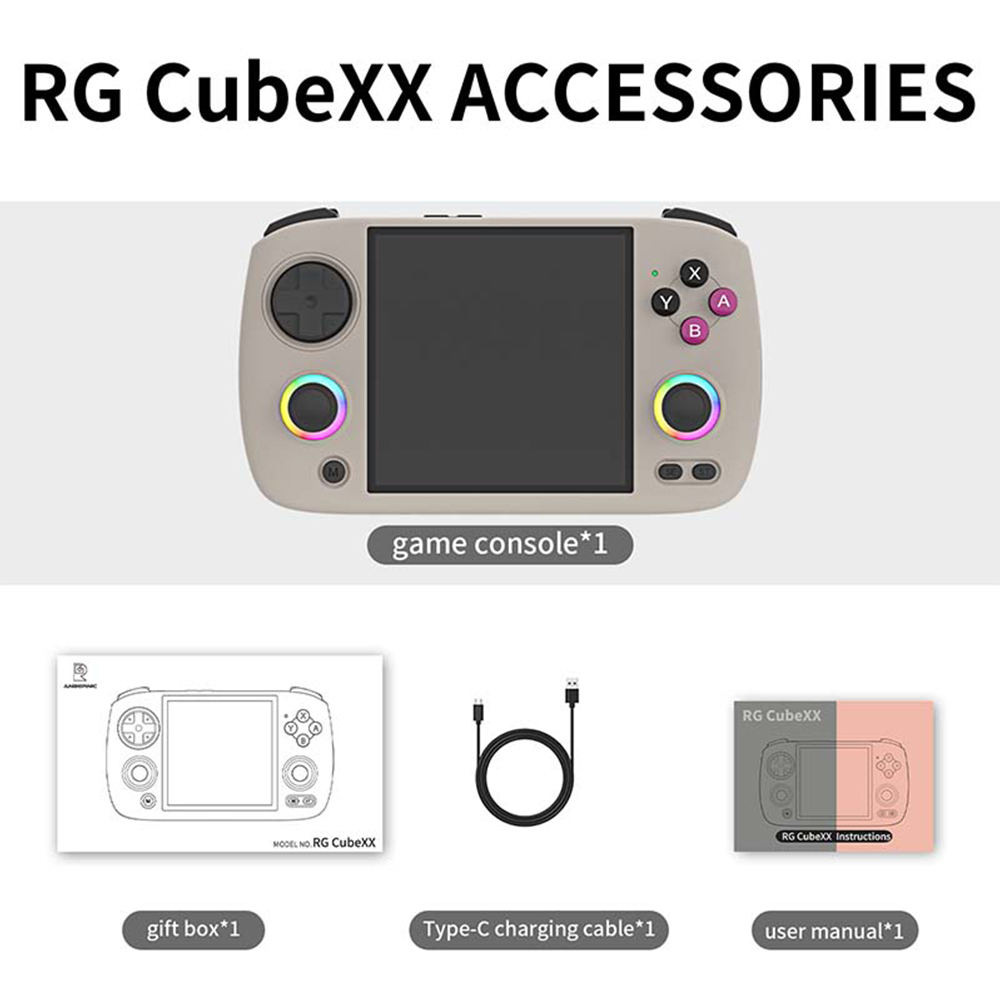 ANBERNIC RG CubeXX Game Console 32GB+64GB TF Card Grey + RG P01 Game ...