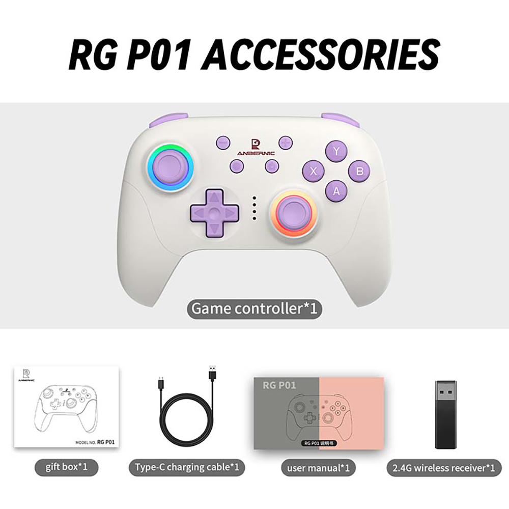 ANBERNIC RG CubeXX Game Console 32GB+64GB TF Card White + RG P01 Game Controller Beige + Bag