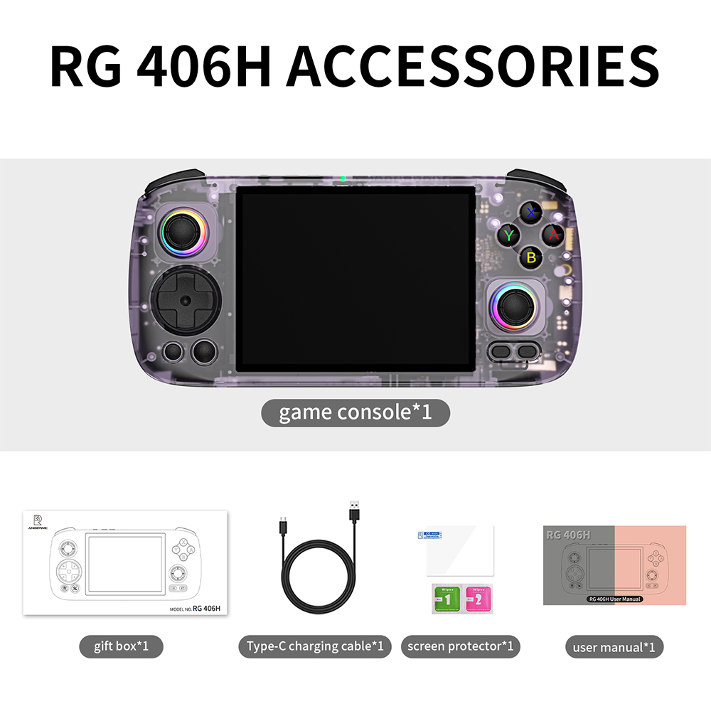 ANBERNIC RG406H Android 13Game Console, 256GB TF Card 9000+ Games Purple
