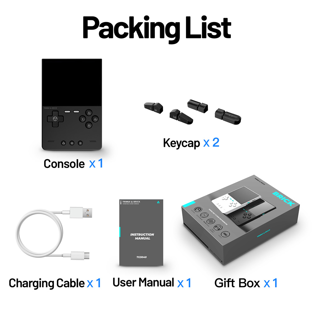 TRIMUI Brick Handheld Game Console 256GB TF Card Black