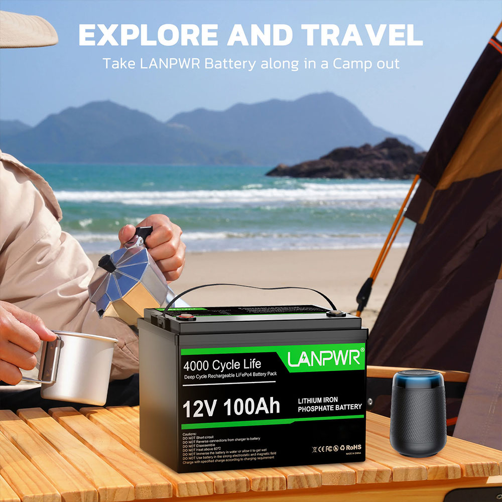LANPWR 12V 100Ah 1280Wh LiFePO4 Battery Pack Non-Bluetooth | Europe