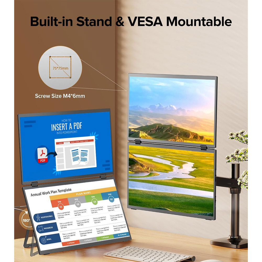 UPERFECT Delta 15.6-inch Dual Screen Portable Folding Monitor US Plug