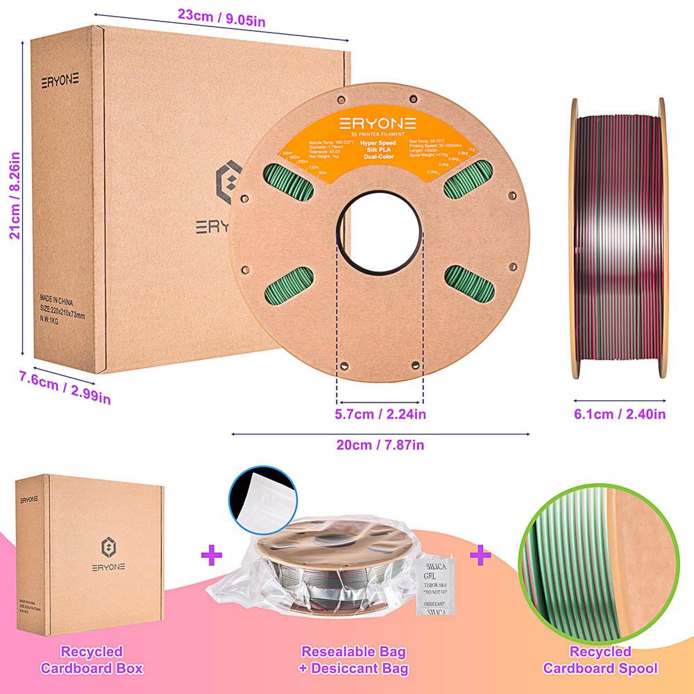 4kg ERYONE High Speed Silk Dual-color PLA Filament Combo1 | Europe