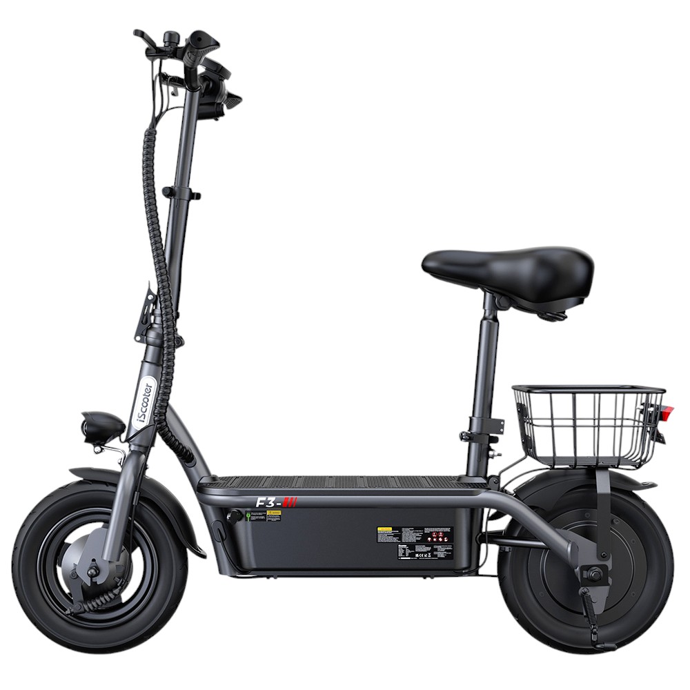 iScooter F3 Electric Scooter with Seat & Rear Basket 1000W 48V 13AH
