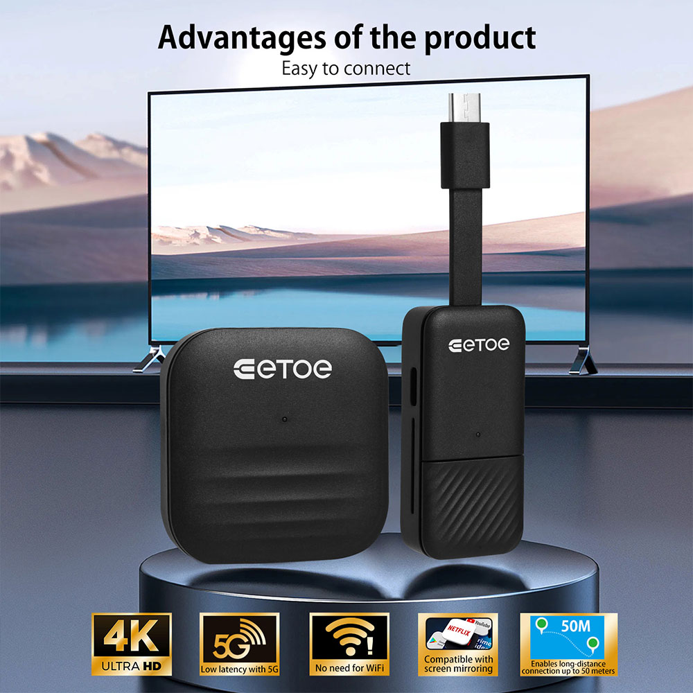 ETOE 1080P Dual Wireless HDMI Transmitter Kit Airplay Miracast