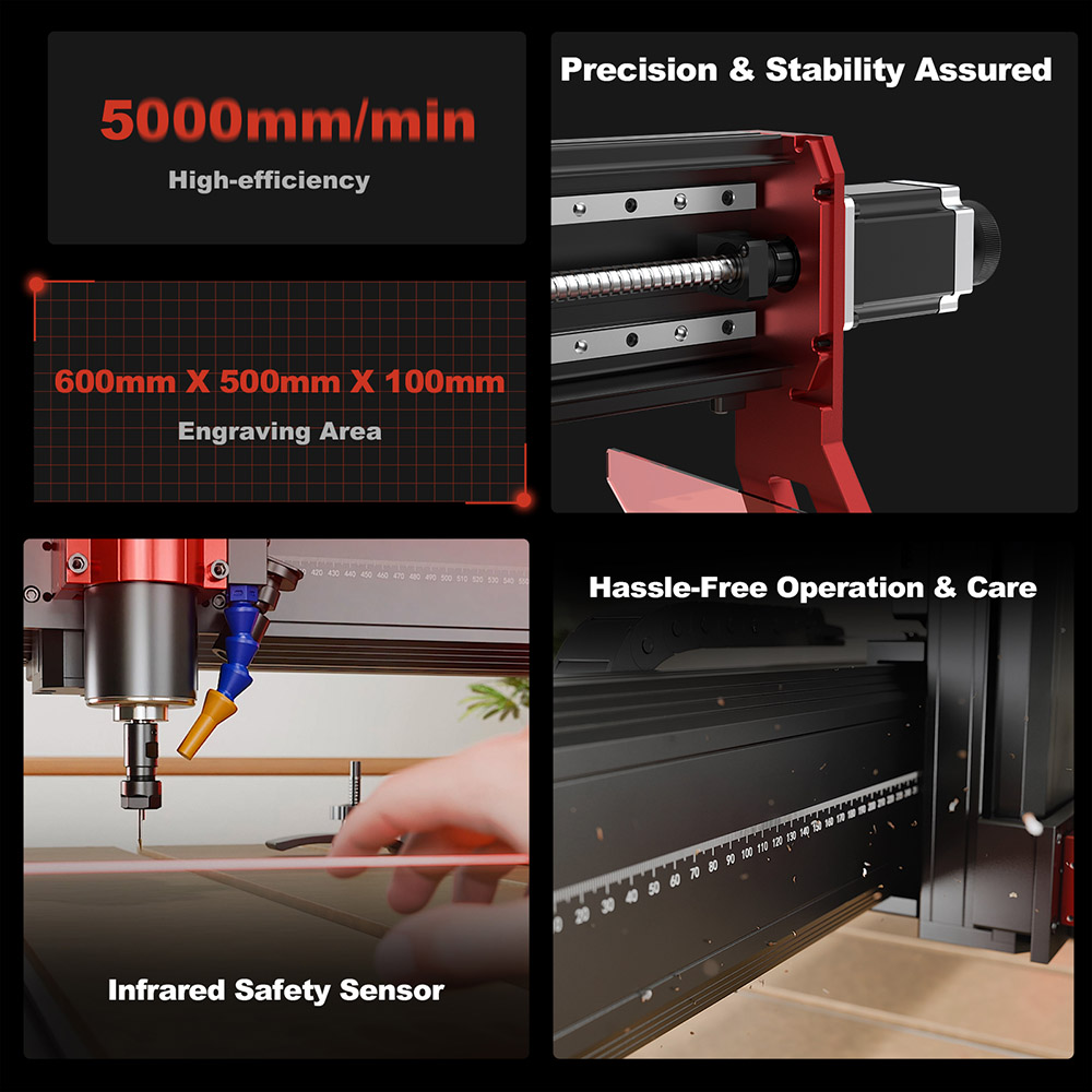 TWO TREES TTC6050 CNC Milling Machine – 600×500×100mm Workspace & 500W ...