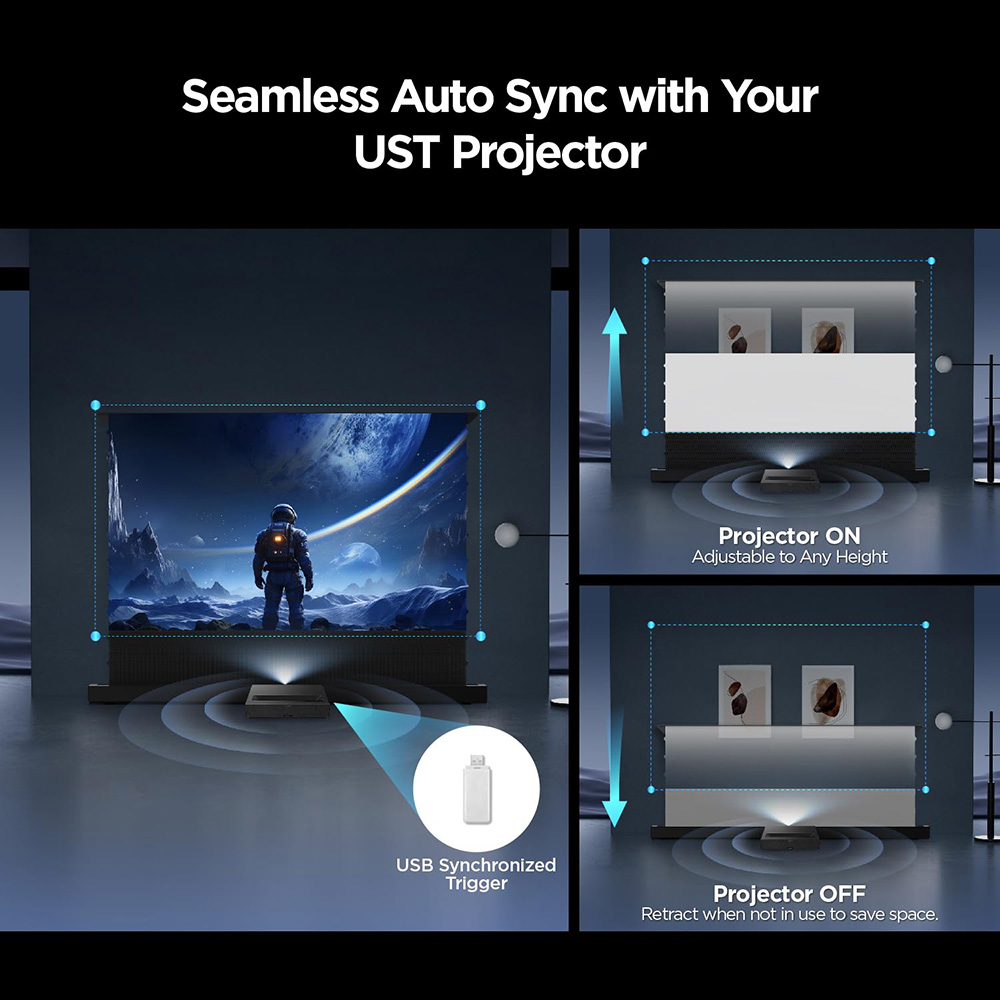 100 inch Motorized Floor Rising ALR Projection Screen | Europe
