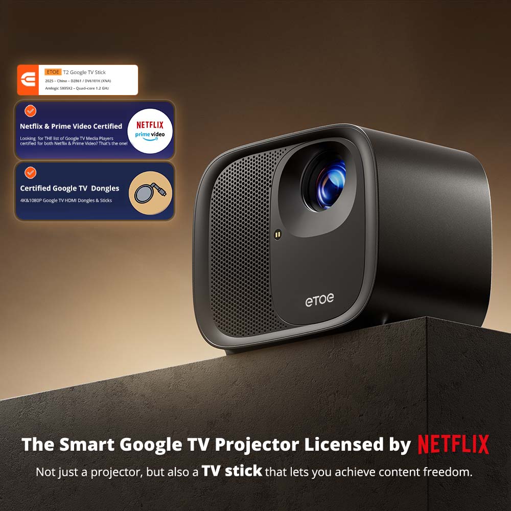 [Netflix & Google TV Certified] ETOE E3 Pro 1080P Projector 5G WiFi 4K ...