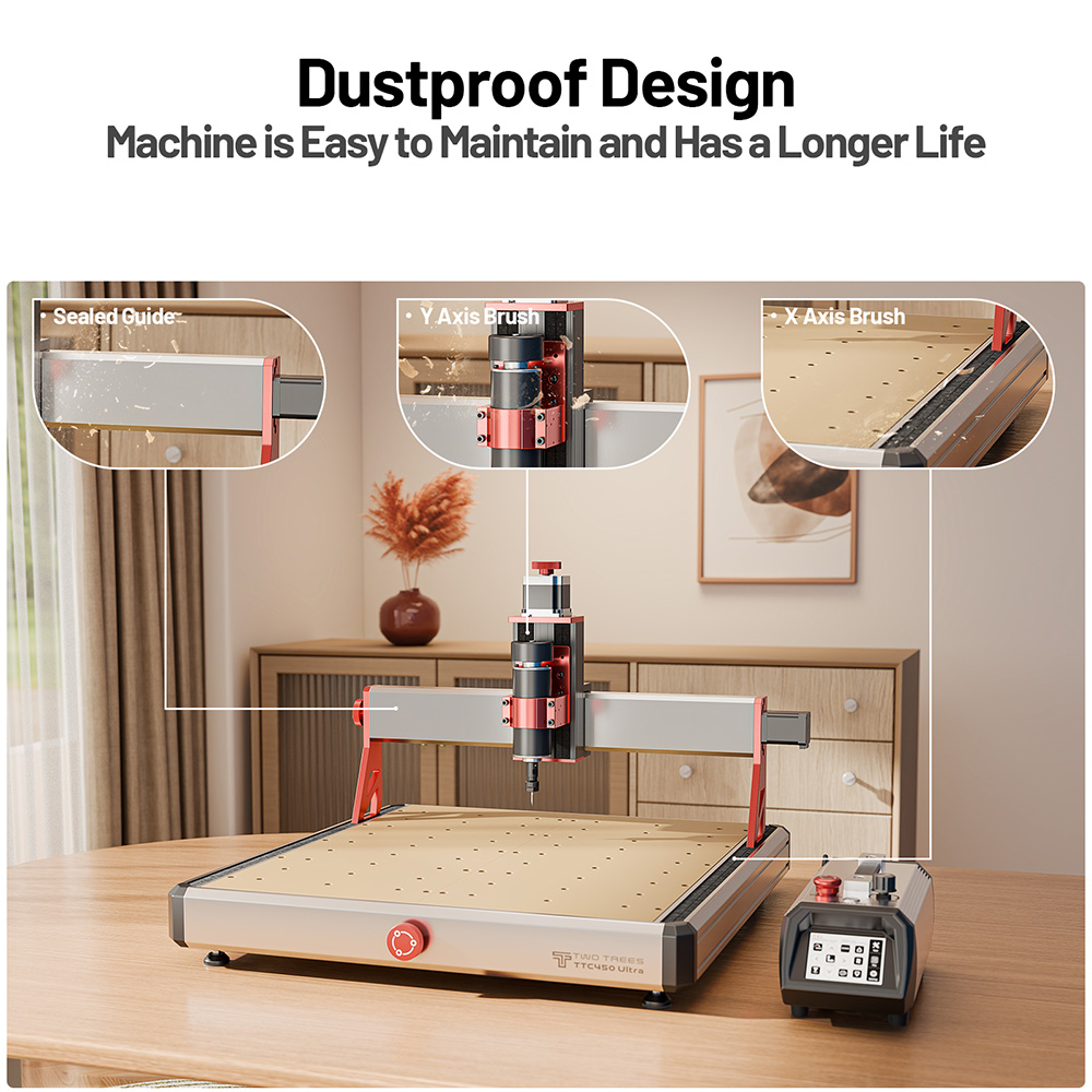 TWO TREES TTC450 Ultra CNC Router Machine + Air Cooling Kit + Wood ...